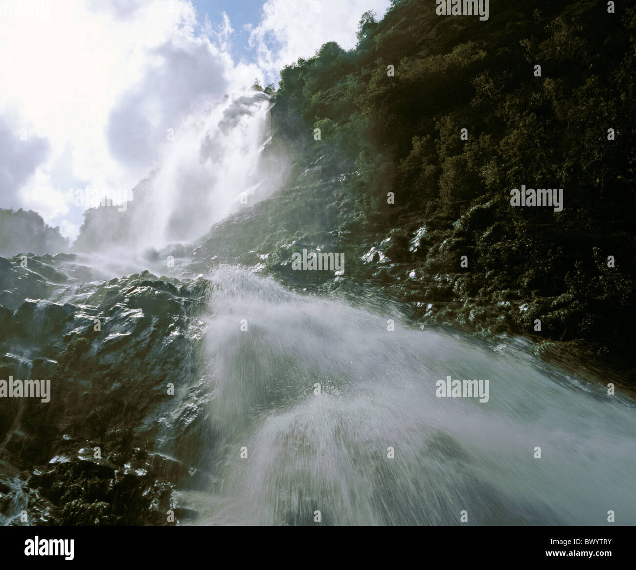 overview rock cliff sky nature water waterfall Stock Photo - Alamy