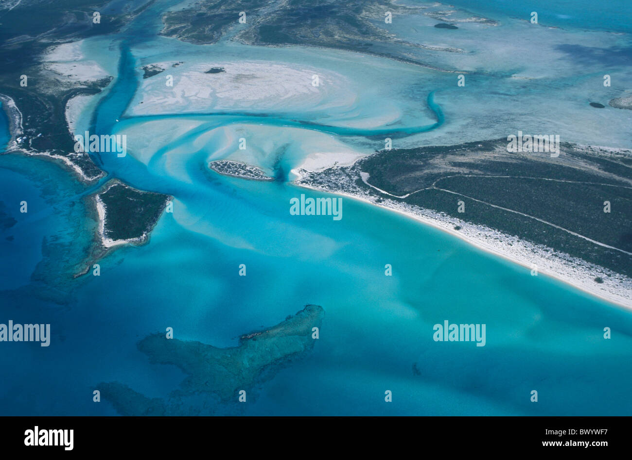 aerial photo beaches cape Santa Maria current geology Caribbean Island ...