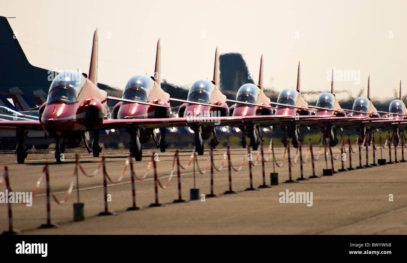 Red Arrows Hawks lined up on runway travelling right to left before ...