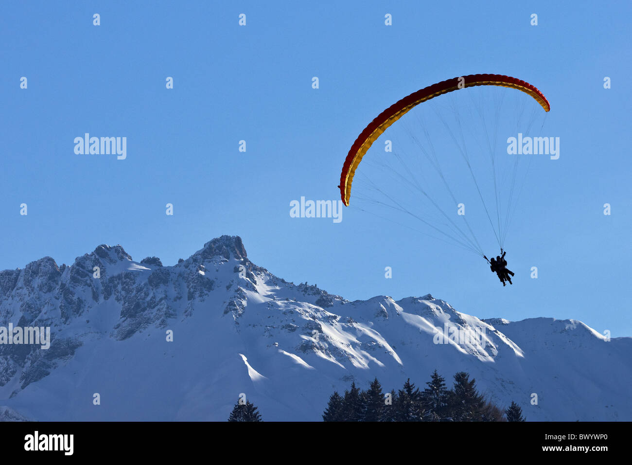 Paragliding over the Allgäu Alps Stock Photo - Alamy