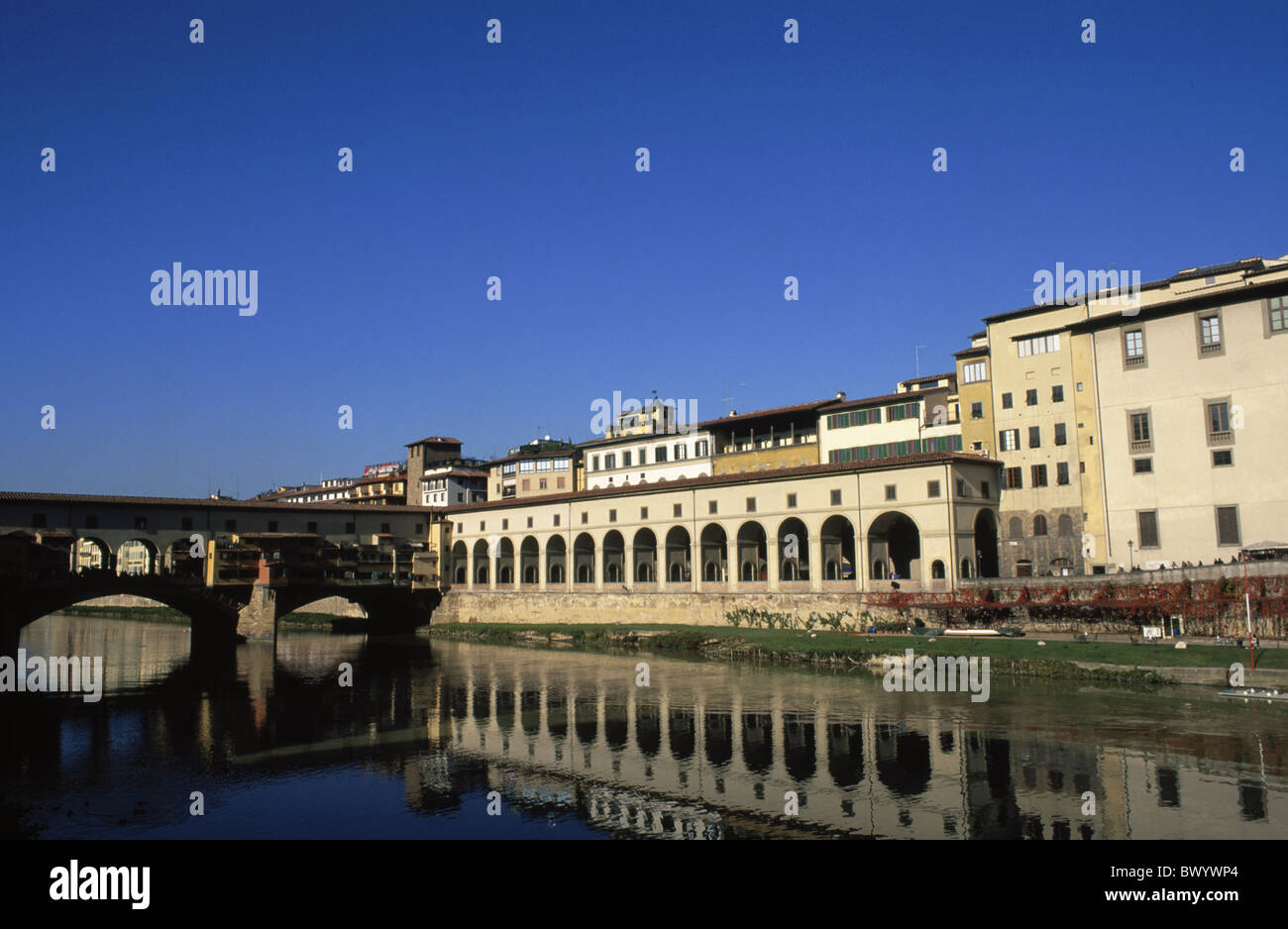 Arno Florence river flow gallery Italy Europe Ponte Vecchio bridge ...