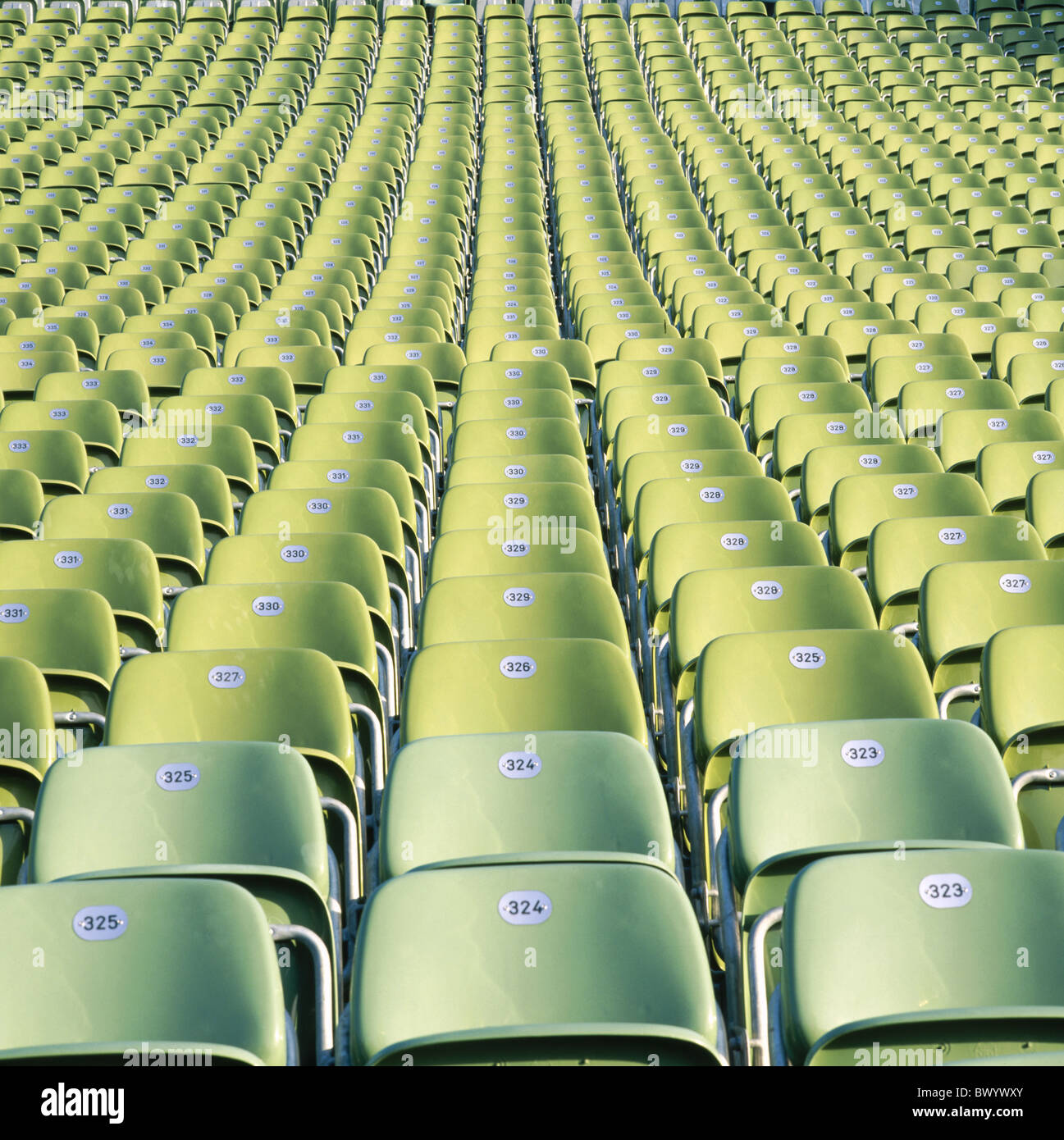 green folding chairs empty rows seats seats seating stadium chairs ...