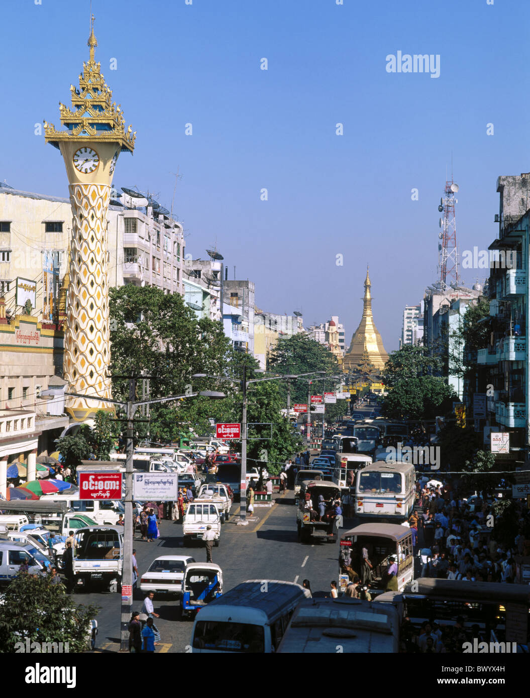 Burma Asia burma chaos Myanmar Rangun street street scene traffic ...