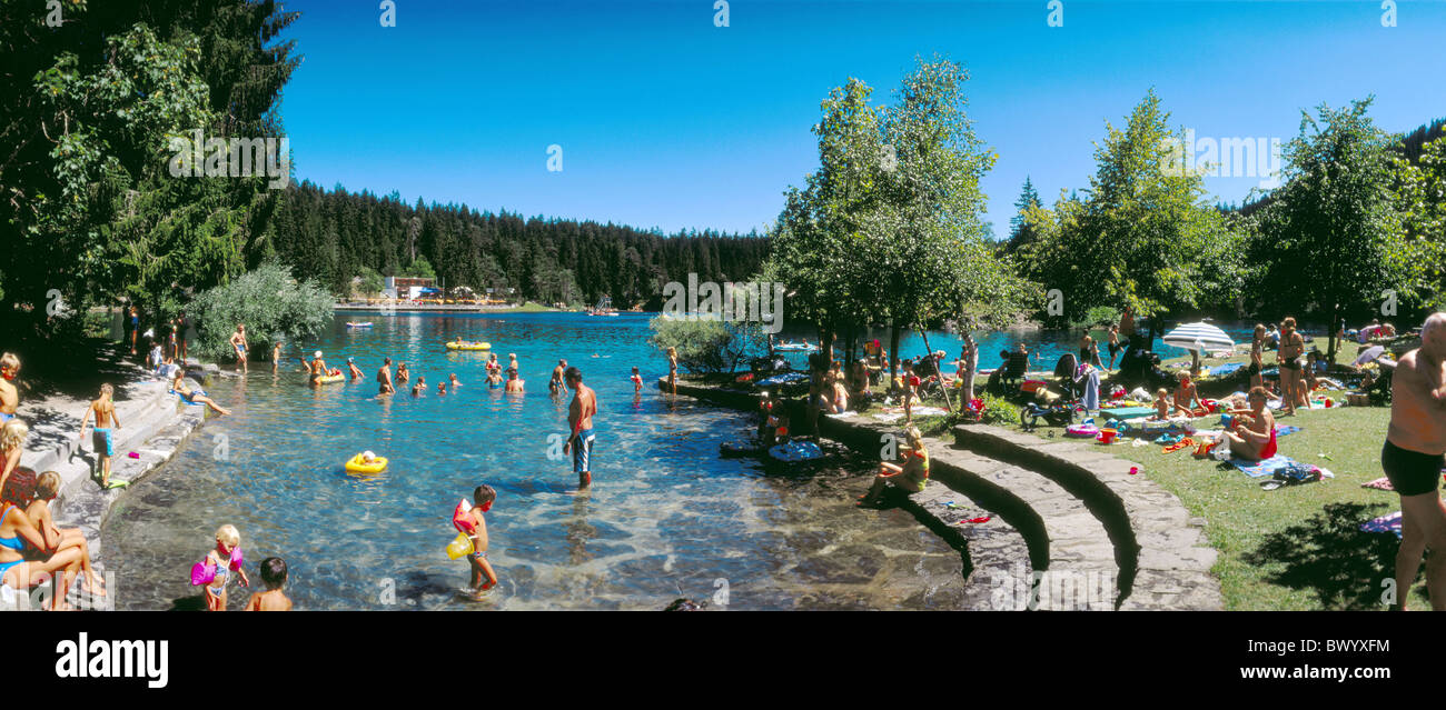 bathers bath lake Caumasee Flims Graubunden Grisons no model panorama ...