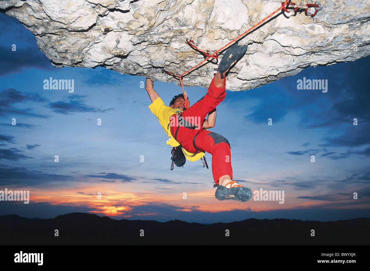 cliff wall climbing dusk Free climbing hanging man mood mountains rock ...