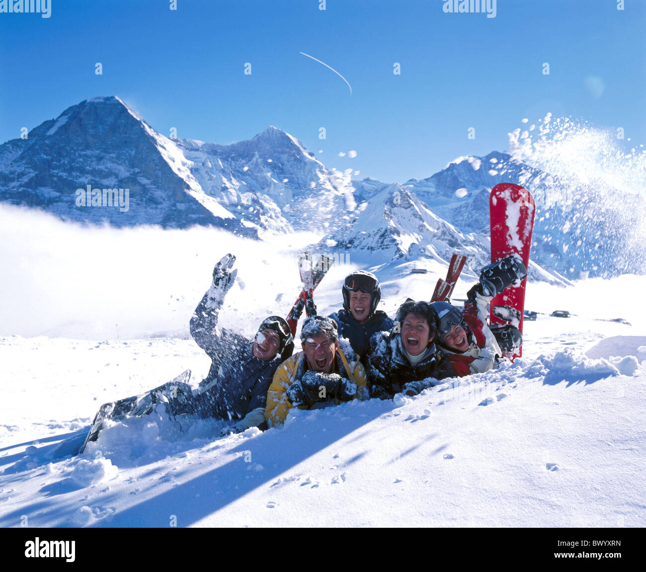 alpine Alps apres ski mountains Bernese Oberland Eiger mountain family ...