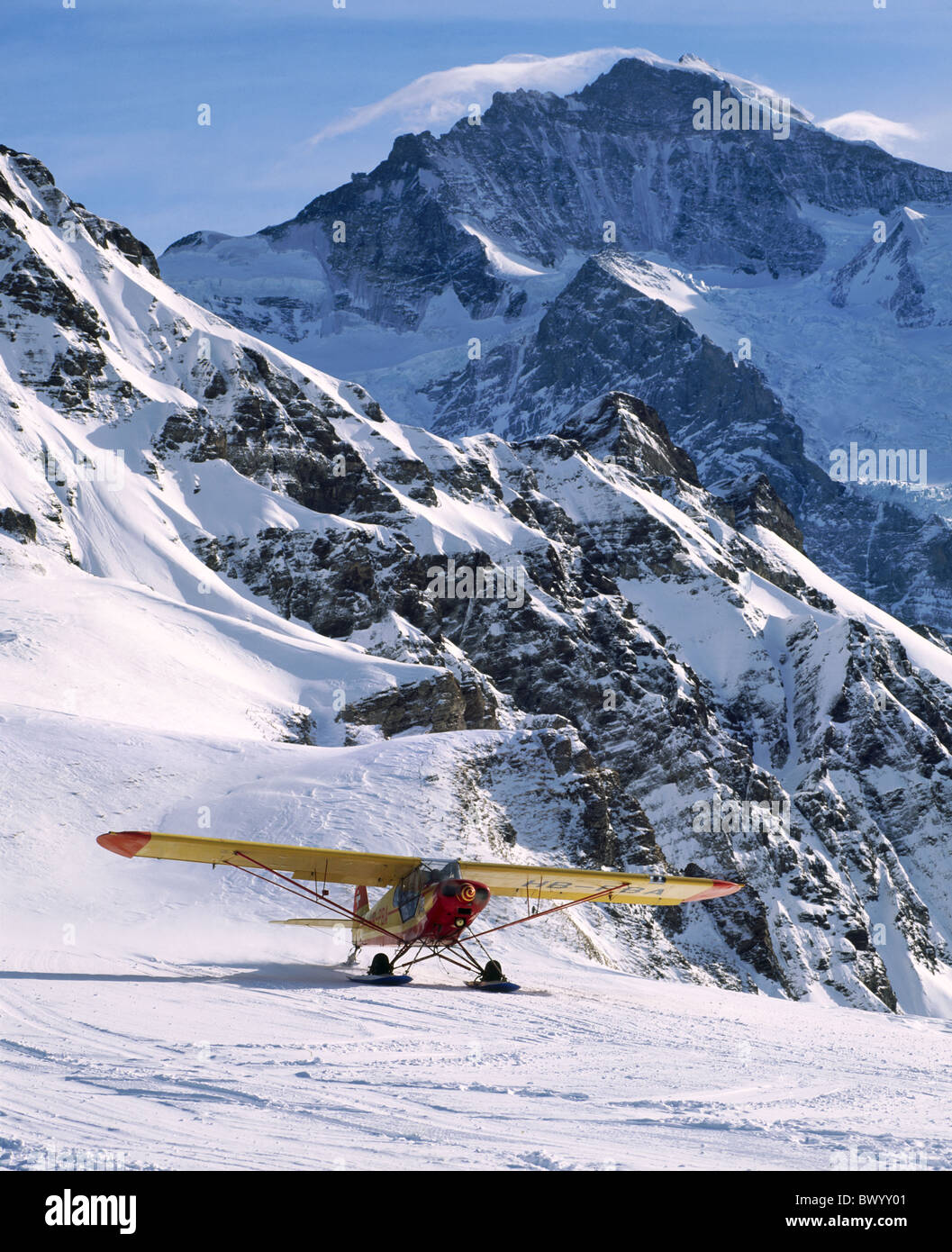 alpine Alps mountains Bernese Oberland aviation airfield airplane fly ...