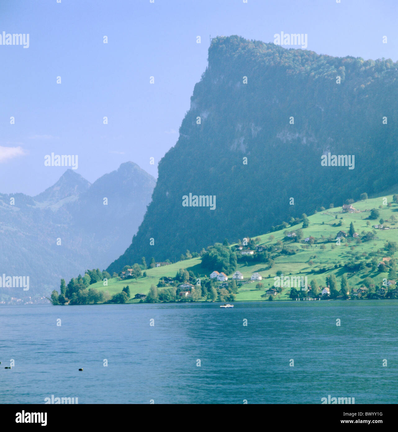 Burgenstock dusk twilight cliff elevator Lucerne Switzerland Europe ...