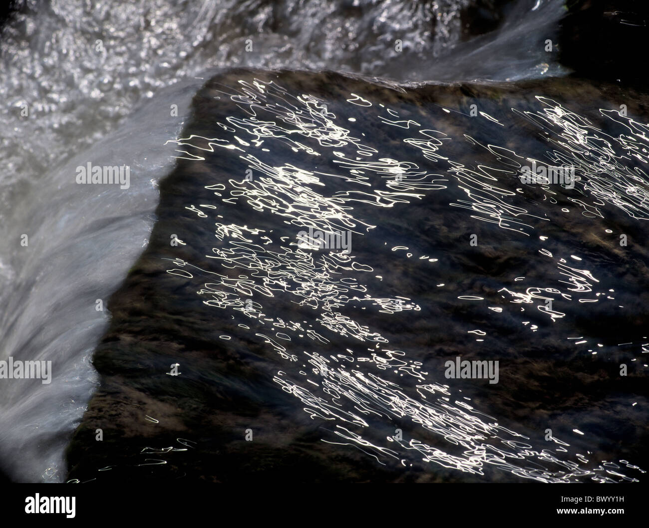 brook flow light reflex water nature stream Stock Photo - Alamy