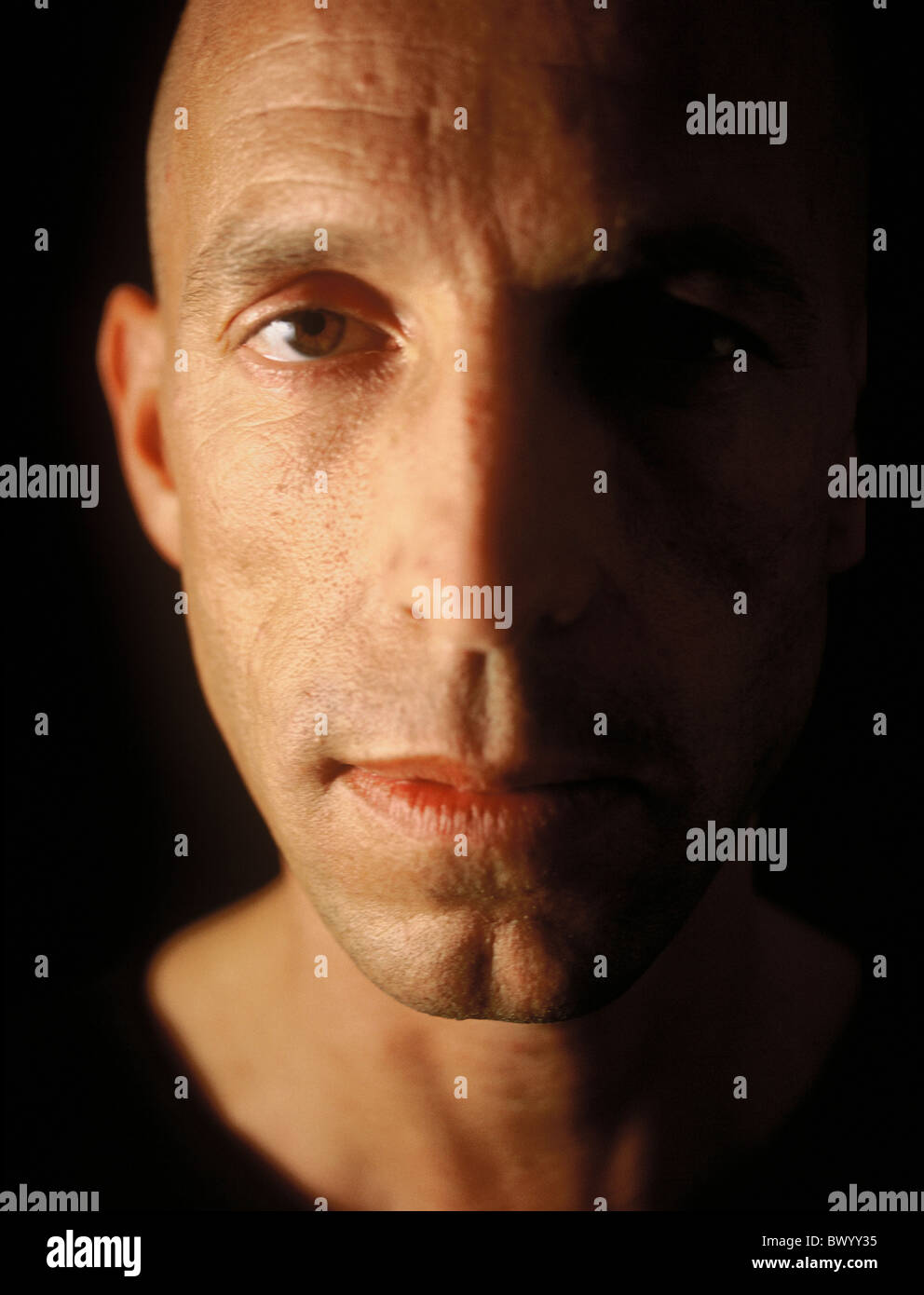eye face look Man male Portrait bald head bald Stock Photo - Alamy