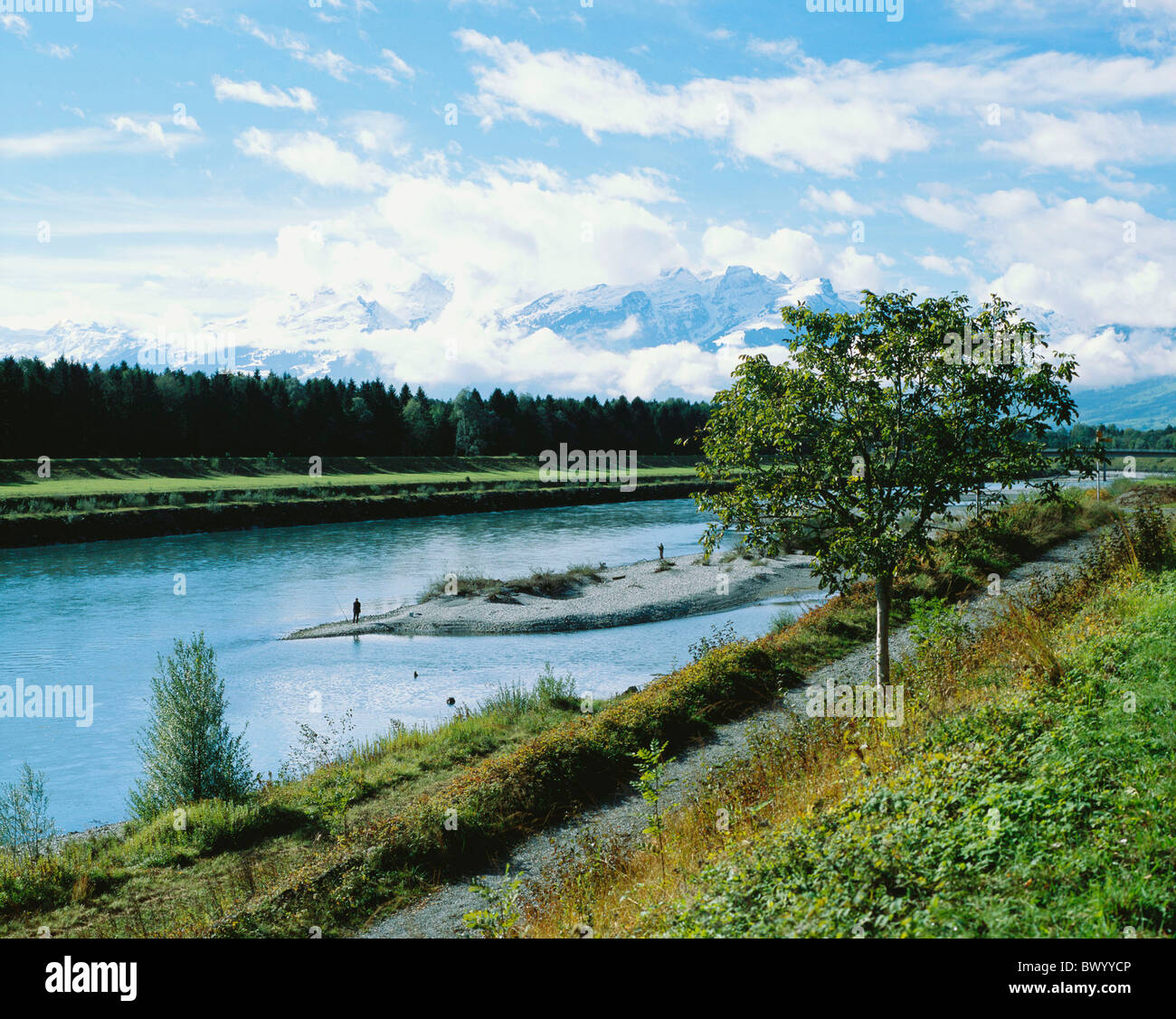 alpine Alps fishing hinges fishing rods angler mountains body of water ...