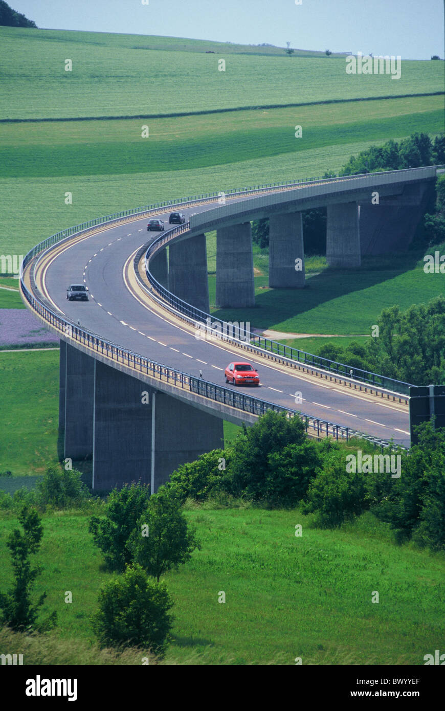 bridge concrete Motorway scenery landscape street traffic Stock Photo ...