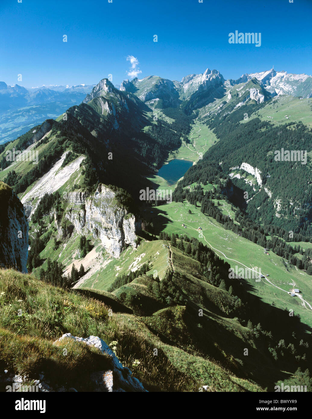 alpine Alps Alpstein mountains look glance Hoher Kasten canton ...