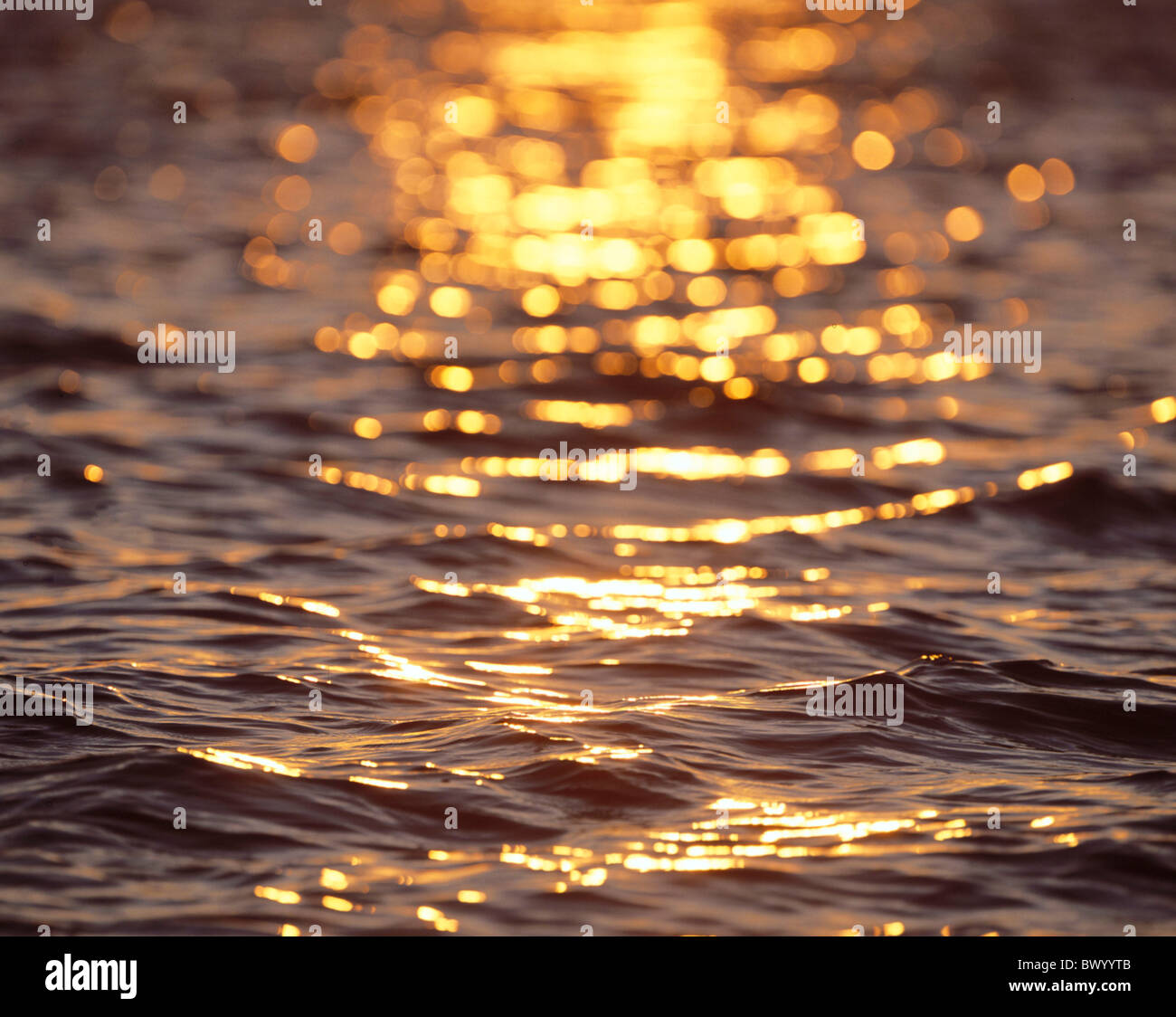 light reflections surface sundown mood water waves nature Stock Photo ...