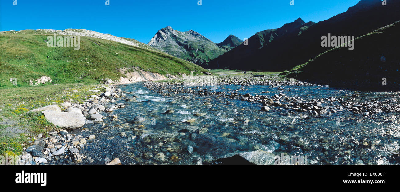 alpine Alps brook Creek brook mountains river flow Greina plain plateau ...