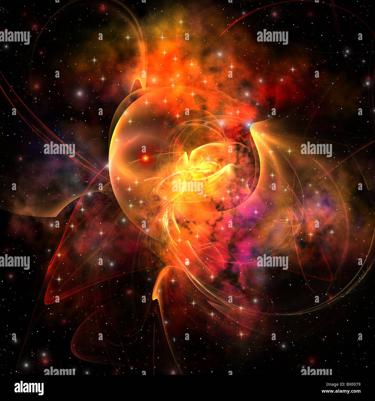 An emission nebula out in space forming stars and galaxies Stock Photo ...