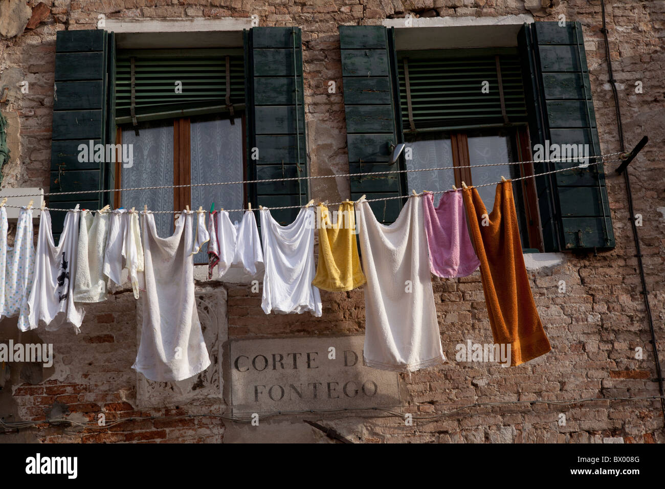 Clothes drying on a washing line in Venice Stock Photo - Alamy
