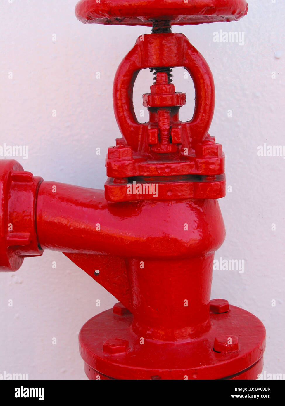 Hydrant outlet red valve metall fire fighters Stock Photo - Alamy