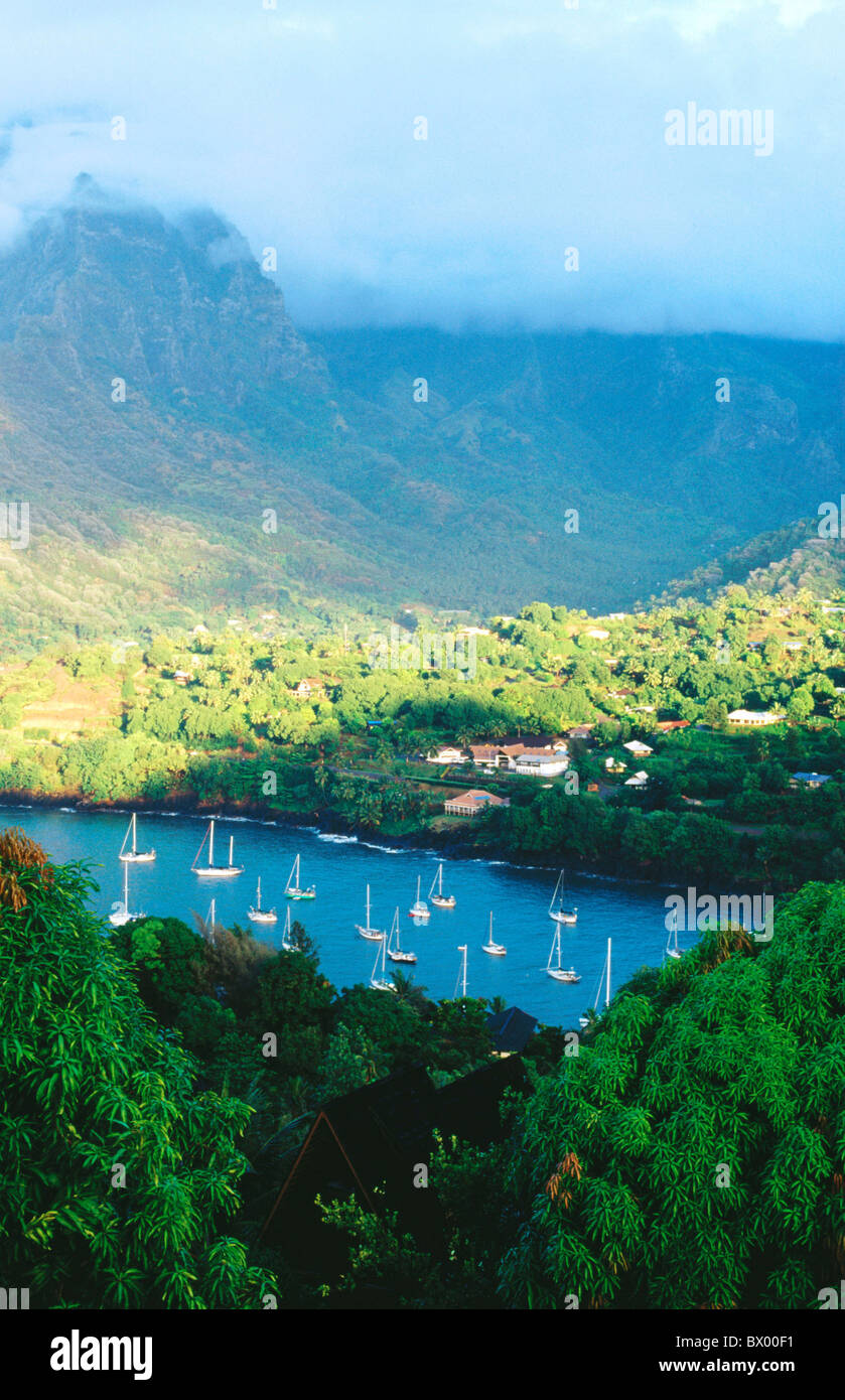 Atuona harbour port boats Hiva Oa Marquesas Tahauku Bay overview ...