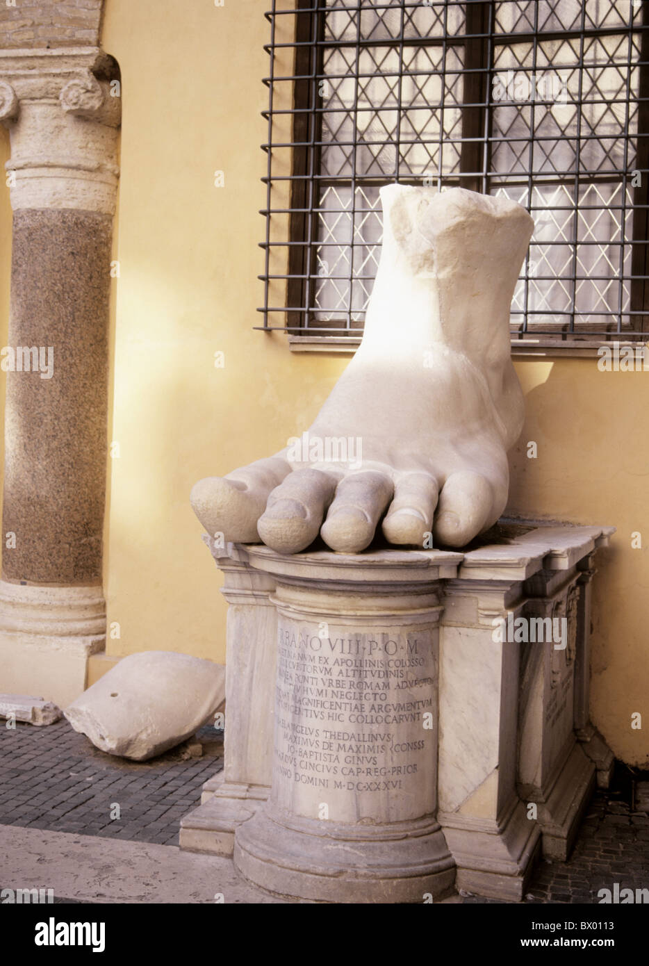 foot court yard Italy Europe Capitolino museum giant statue emperor ...
