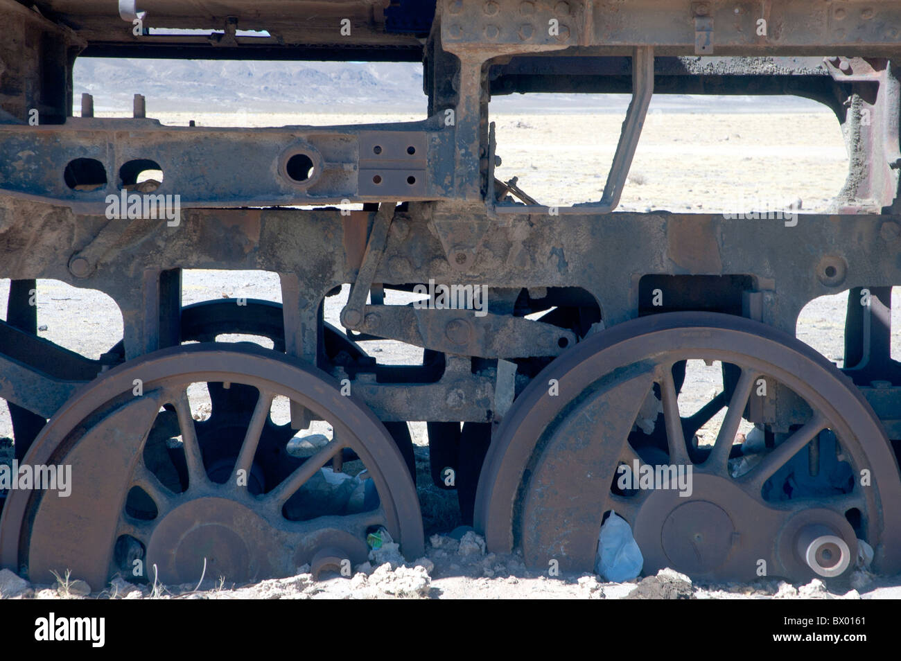 Part of a rusting steam engine at the train and railway graveyard at ...