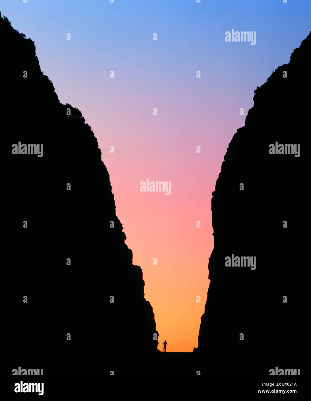canyon dusk twilight Majorca pink Saturday Calobra gulch Spain Europe ...