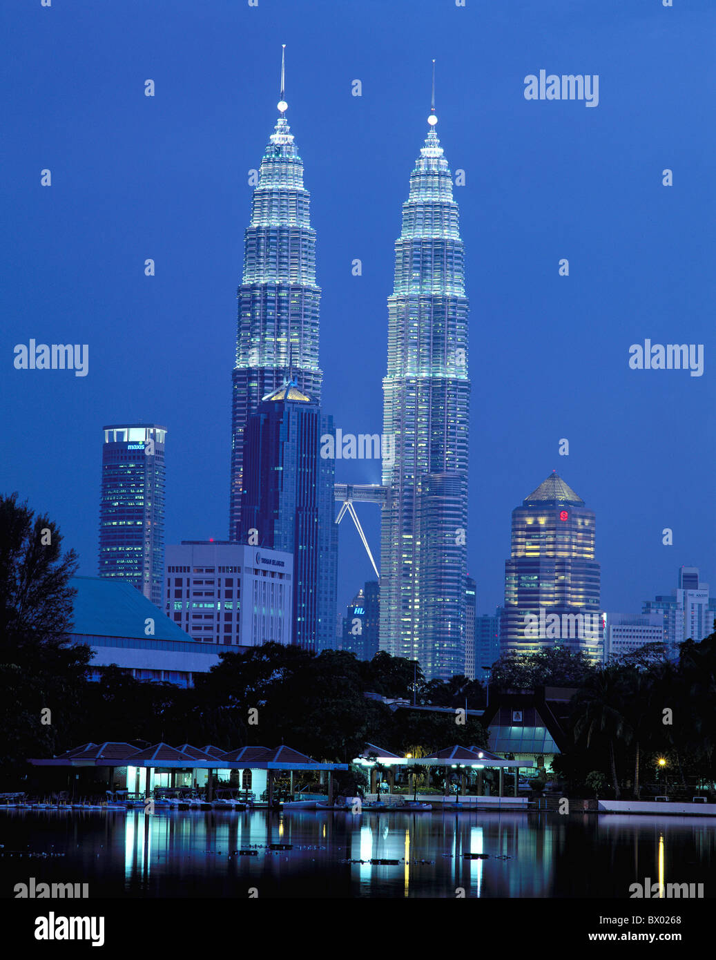 Kuala Lumpur Malaysia Asia at night Petronas Twin Towers landmark ...