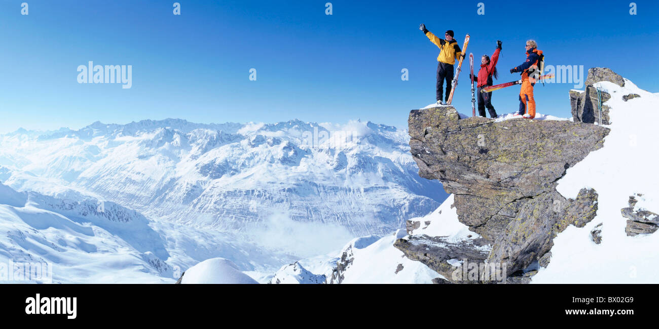 mountains three cliff nose Gemsstock group rejoicing winter sports ...