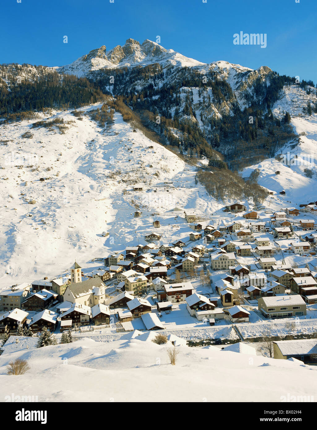 alpine Alps mountains village Vals canton Graubunden Grisons ...