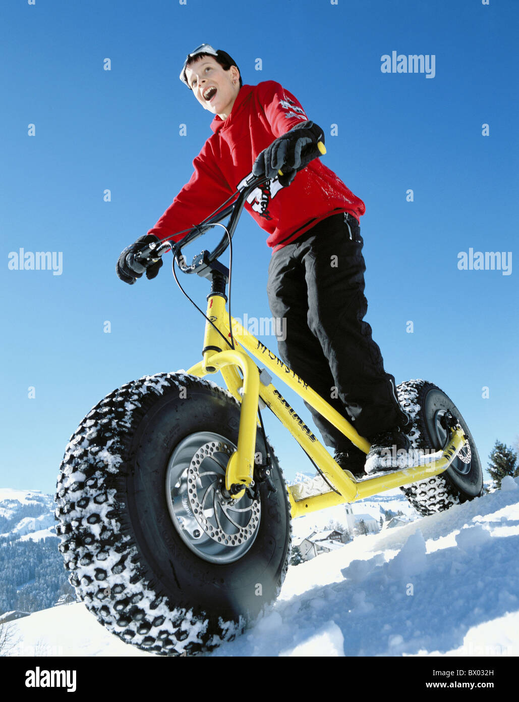 down downwards Downhill scooter roller holidays spare time boy child ...