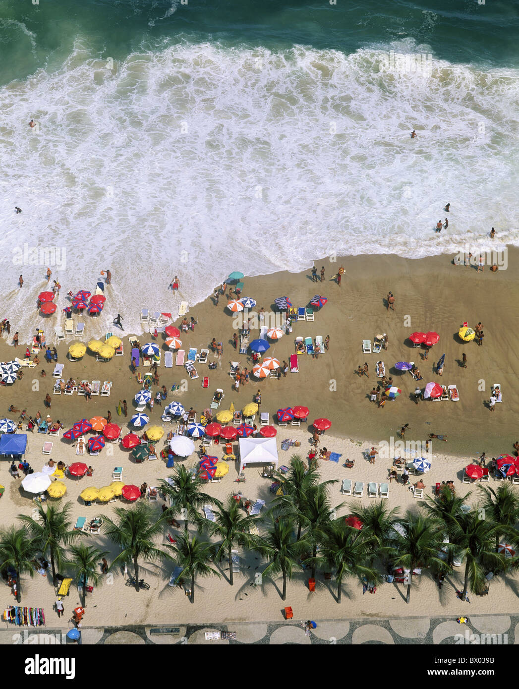bathing beach surf waves Brazil South America Copacabana holidays sea ...