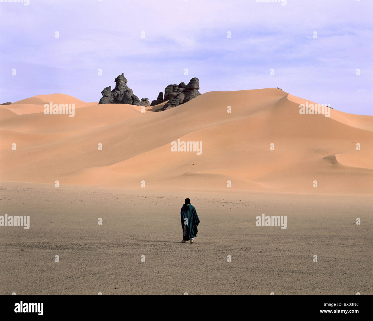 dunes rocks cliffs Jebel Acacus Libya man Sahara mood Tuareg desert ...