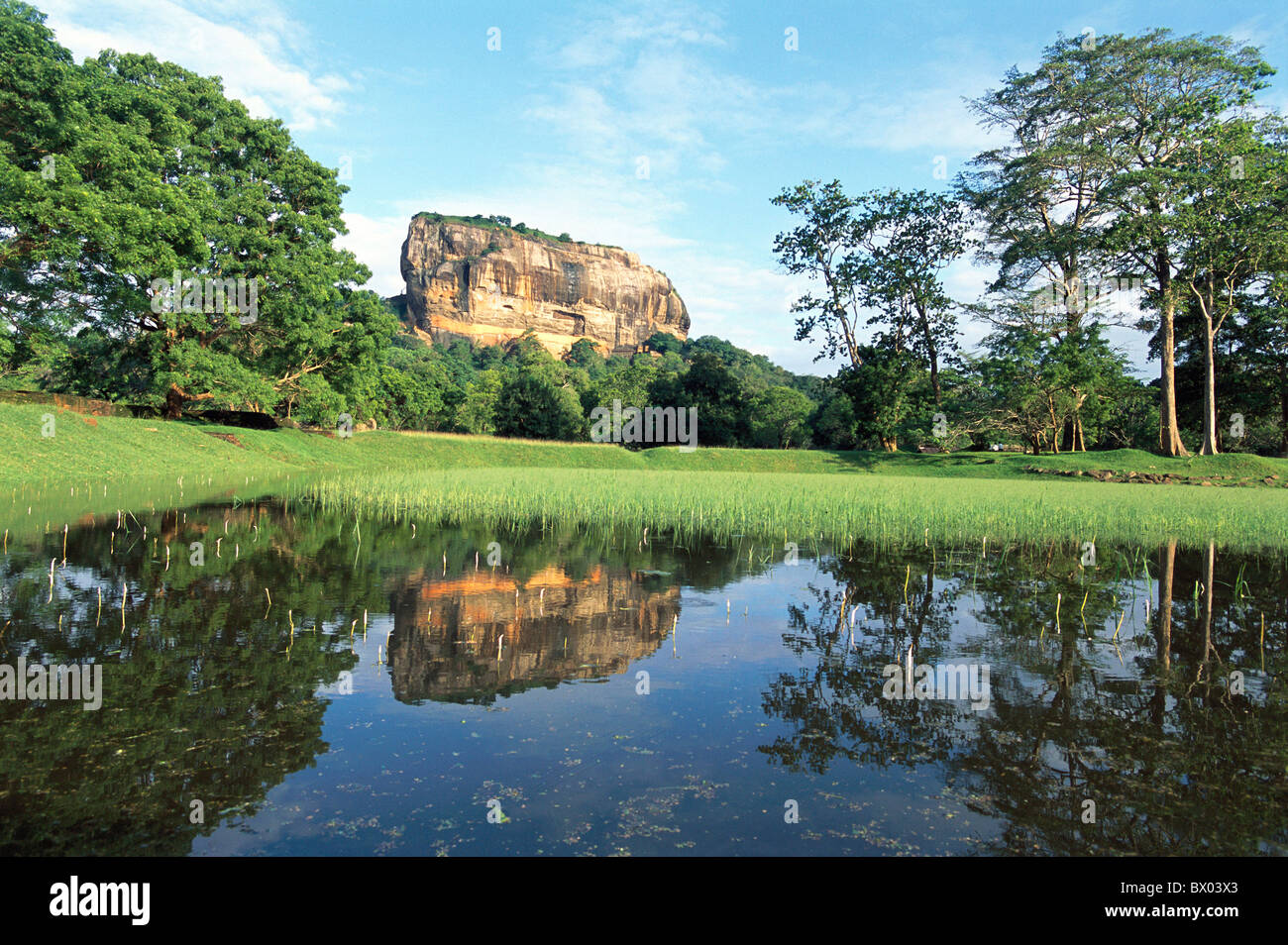 rocks cliffs sky fortress scenery lake sea Sigiriya Sri Lanka Asia ...