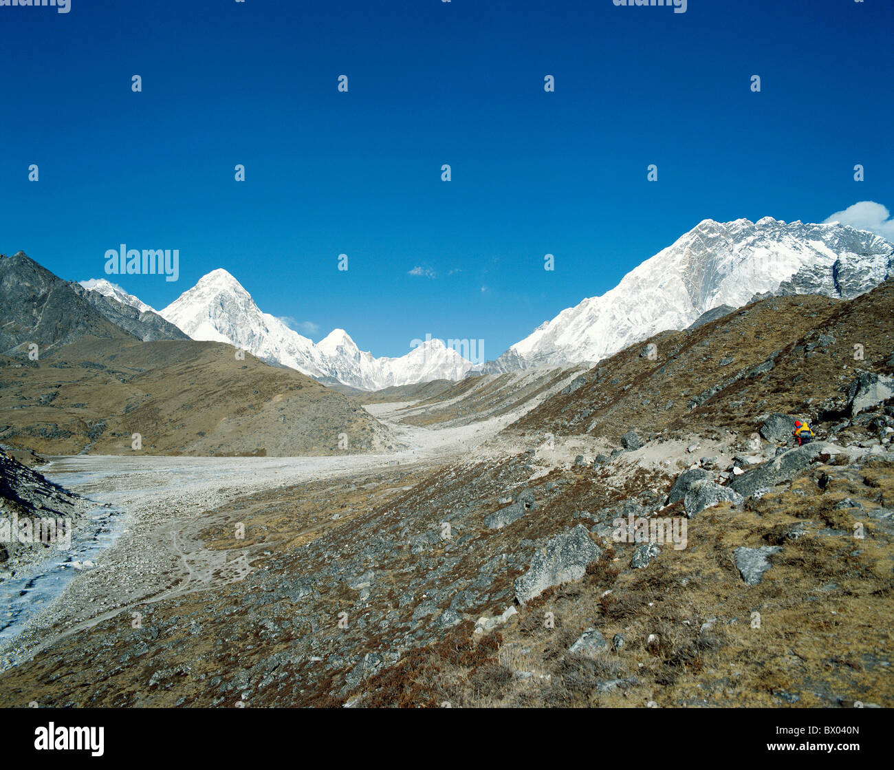 riverbed mountain chain mountain valley Himalayas scanty scenery ...