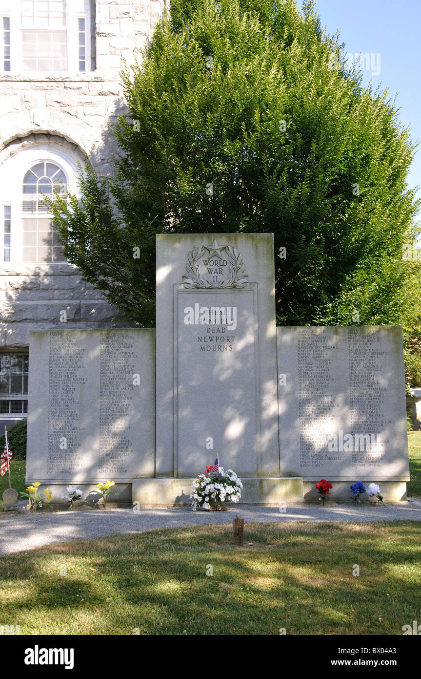 WWII monument and memorial in front of the Town Hall, Newport, Rhode ...