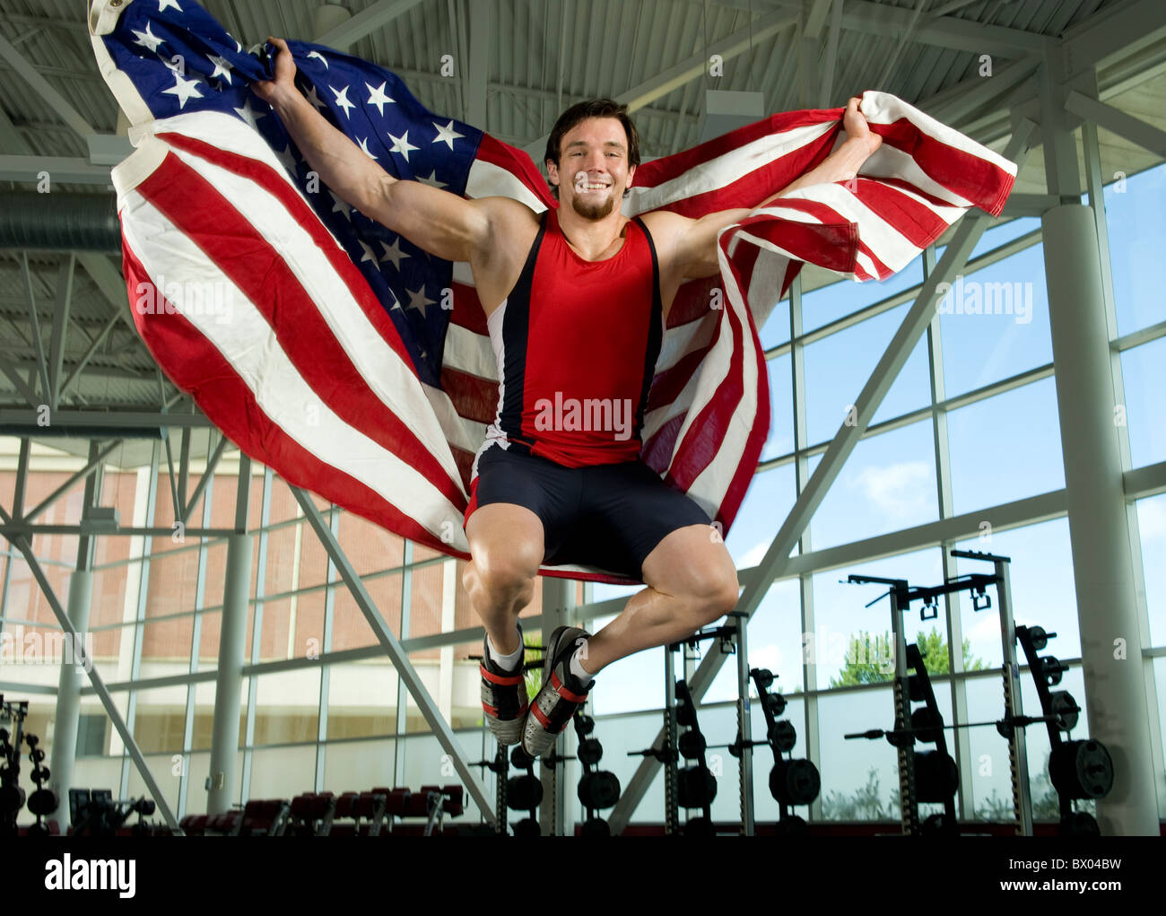 American flag people lifting hi-res stock photography and images - Alamy