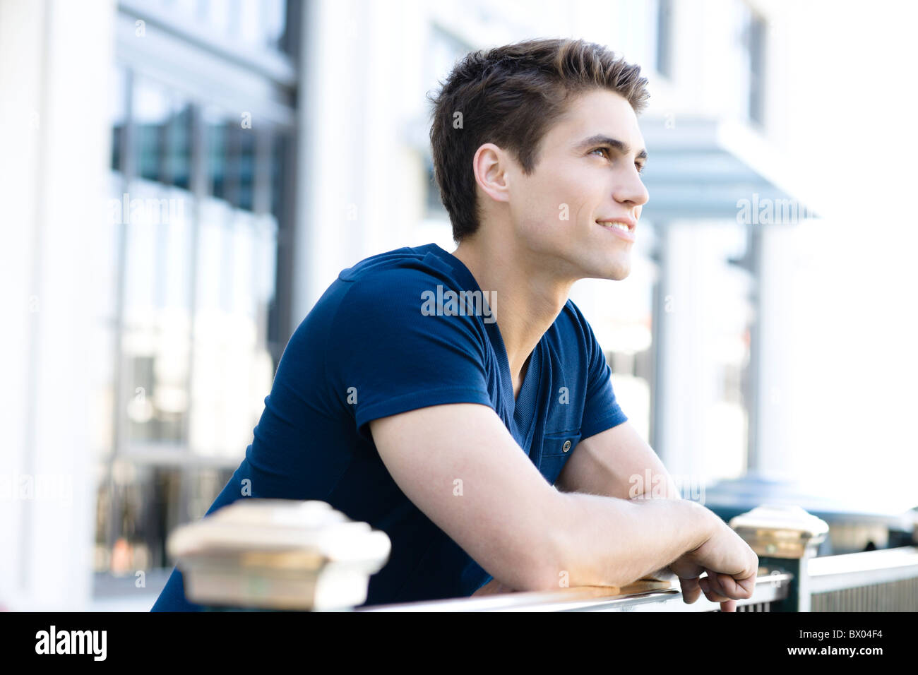 Man Leaning On Railing High Resolution Stock Photography and Images - Alamy