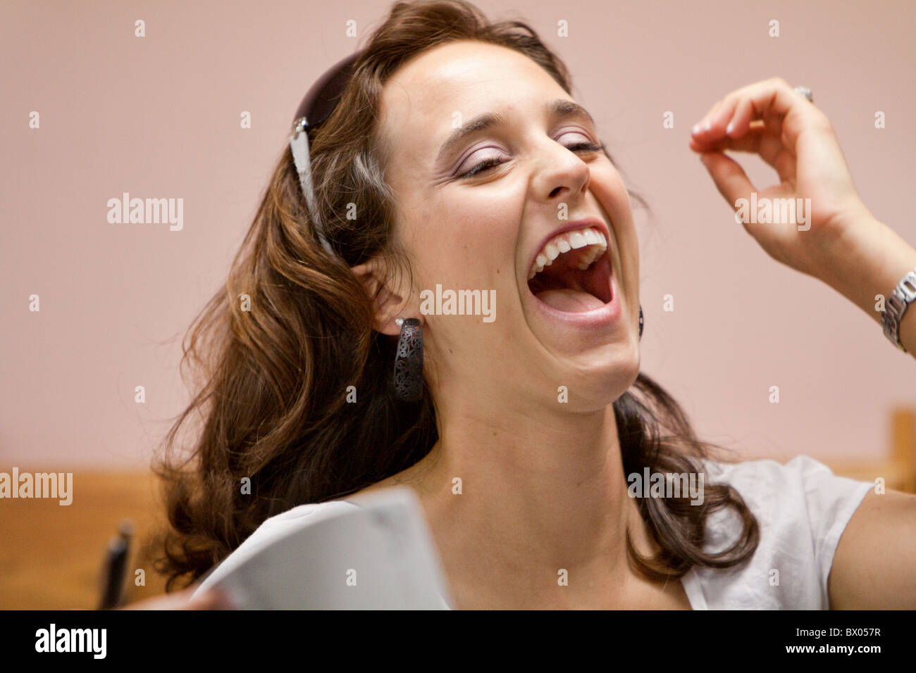 A happy woman laughing Stock Photo - Alamy