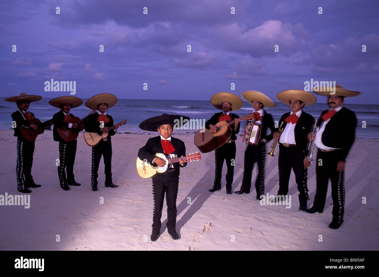 beach boy dusk Estado de Quintana Roo group guitars Mariachi music ...