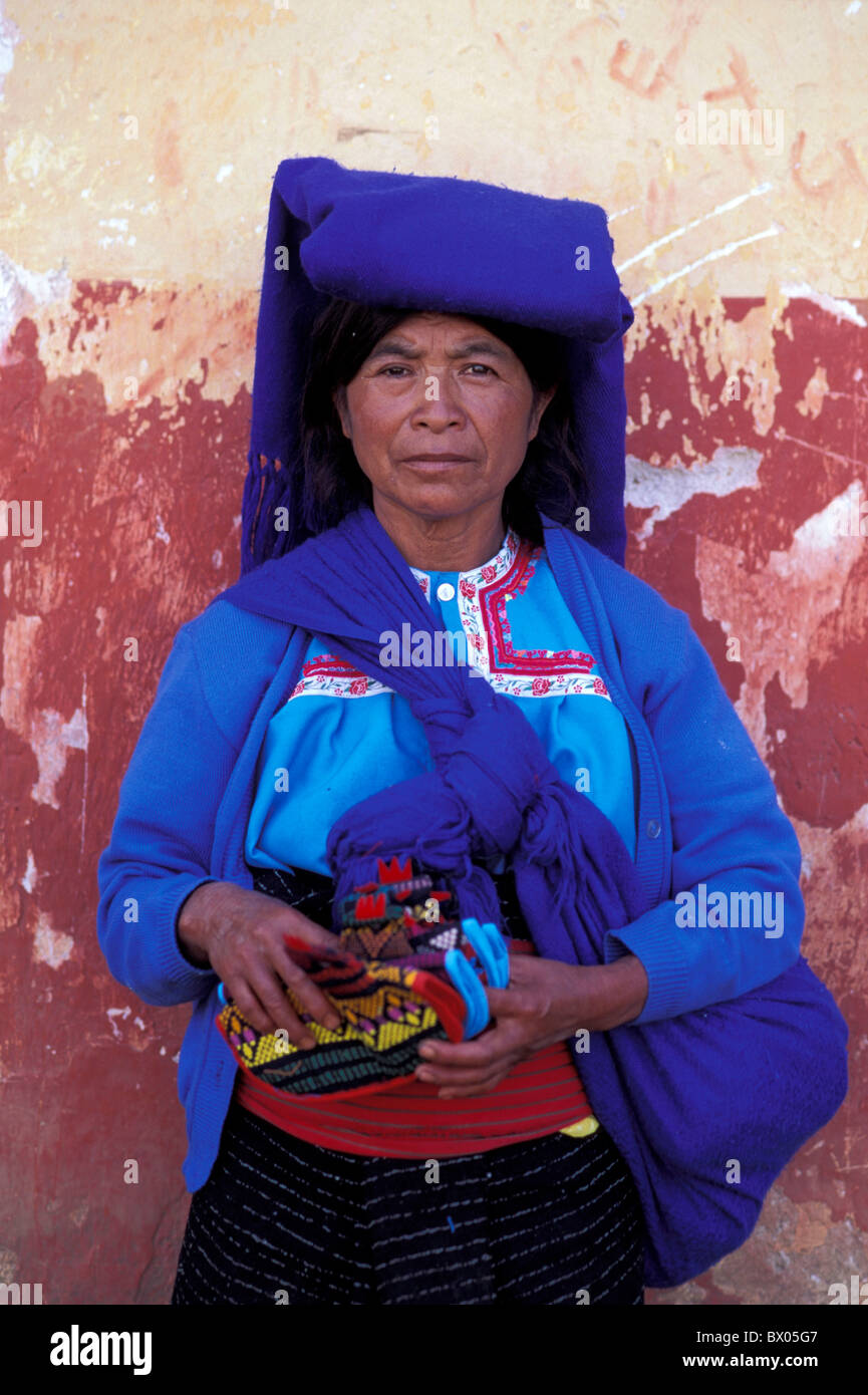 Chamula woman Estado de Chiapas headgear Mexico Central America America ...