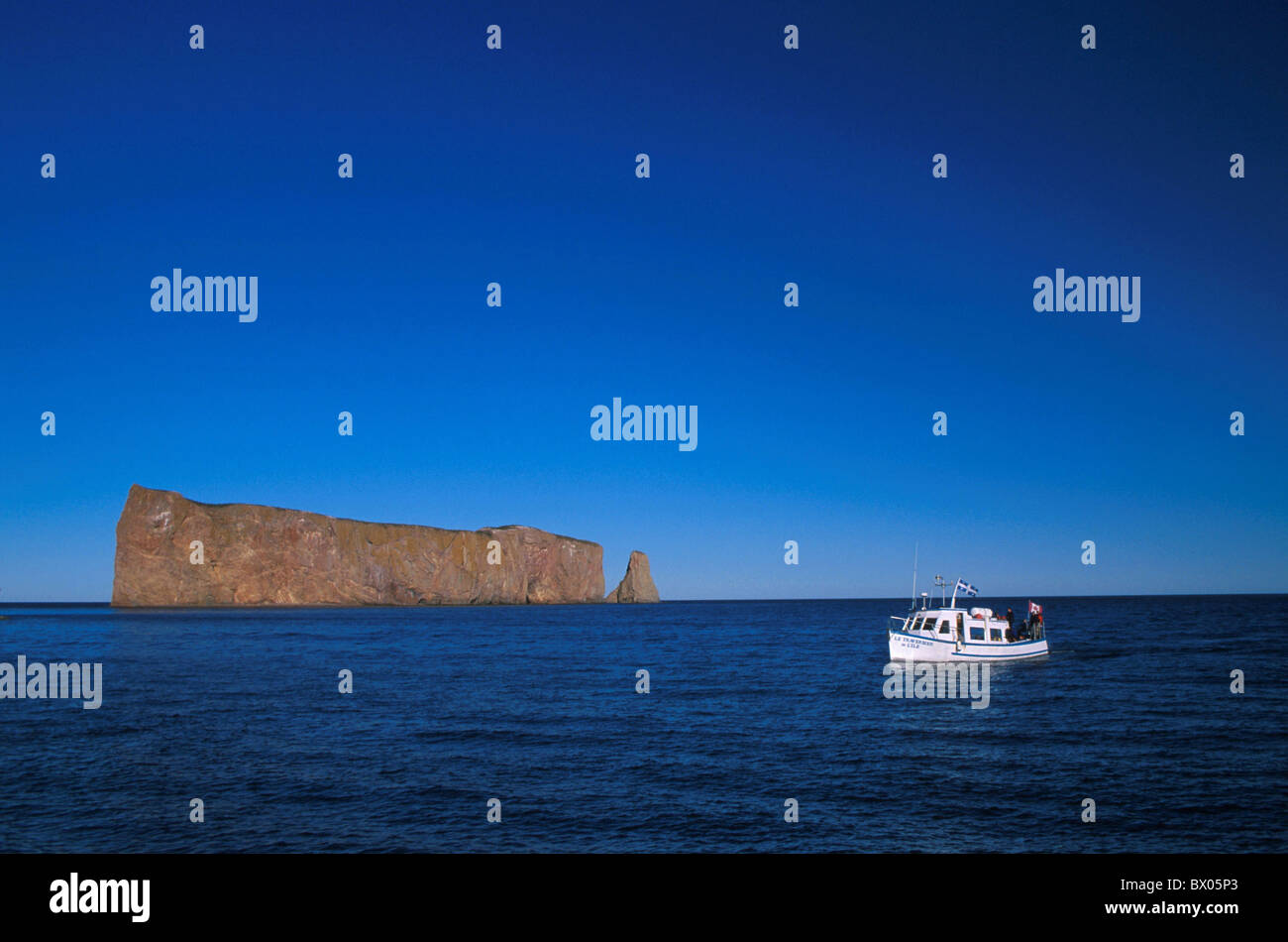 Boat Canada North America America coast Gaspe Peninsula Perce Rock ...