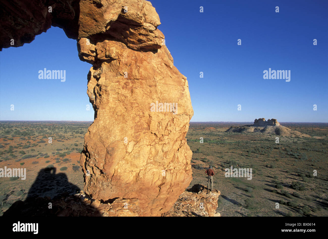 Australia Chambers Pillar Historical reserve cliff bridge hiking man ...