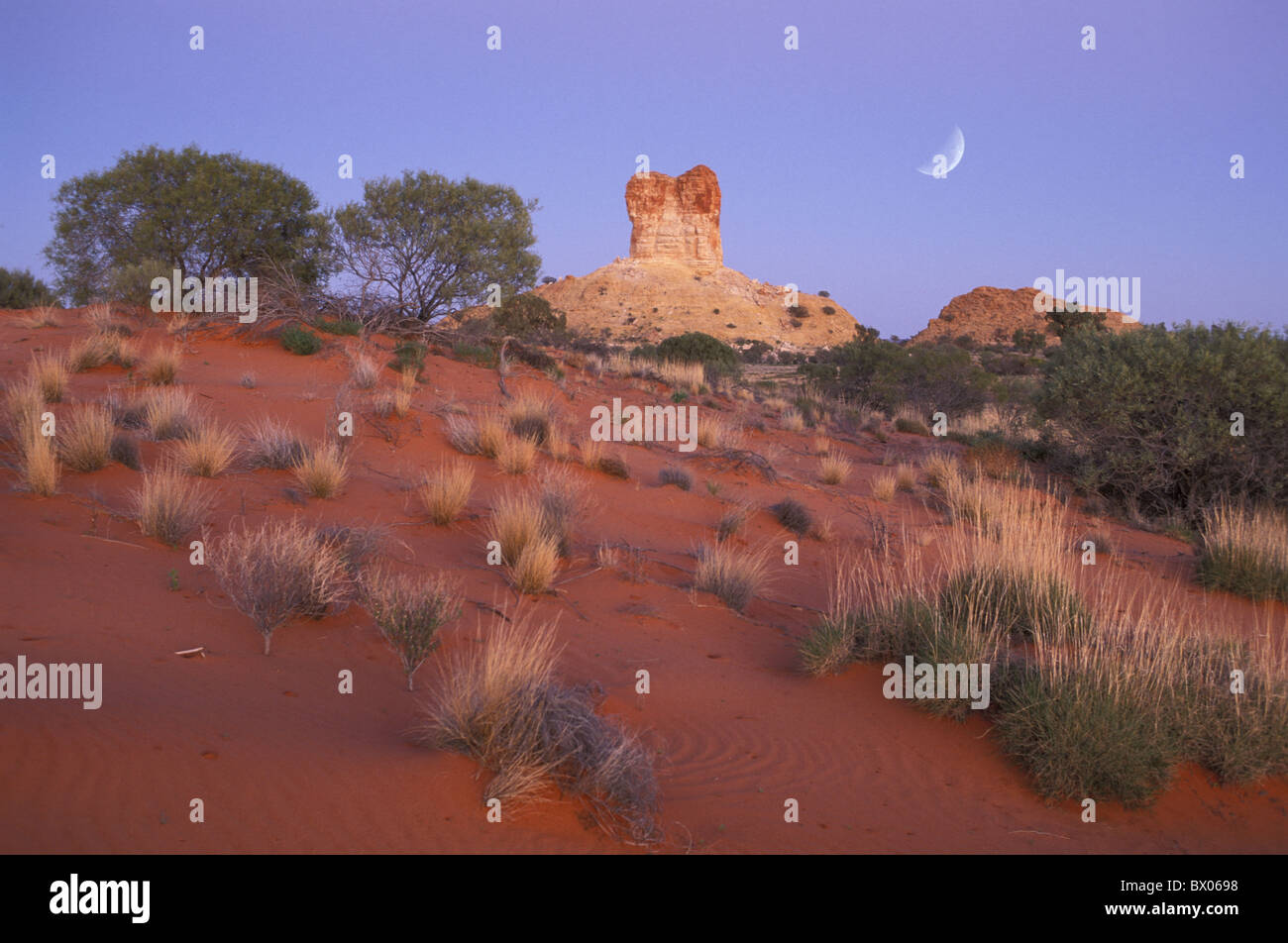 Australia Chambers Pillar Historic reserve desert dusk moon Northern ...