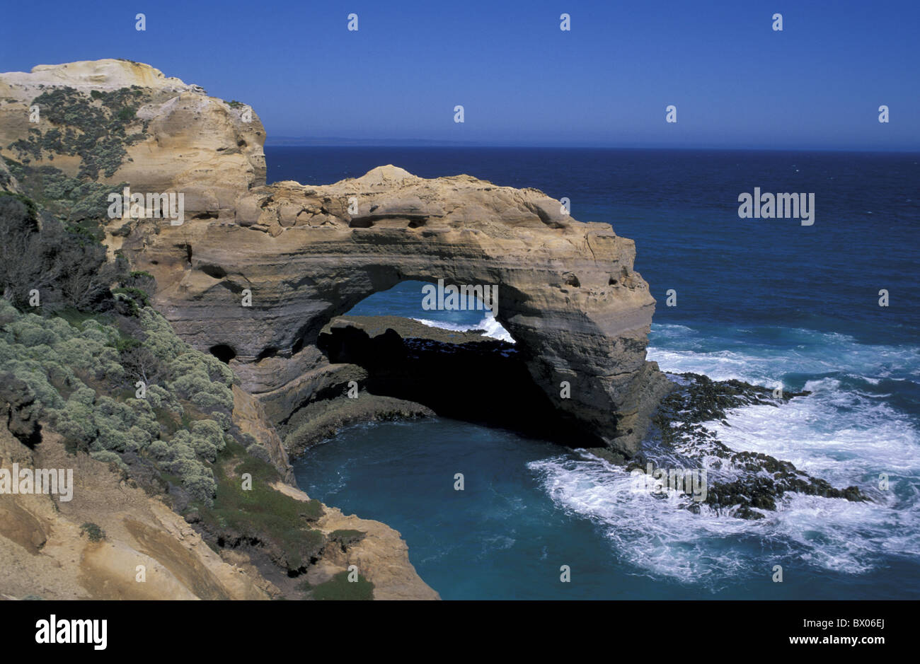 Australia cliff bridge cliff curve coast Great Ocean Road port Campbell ...