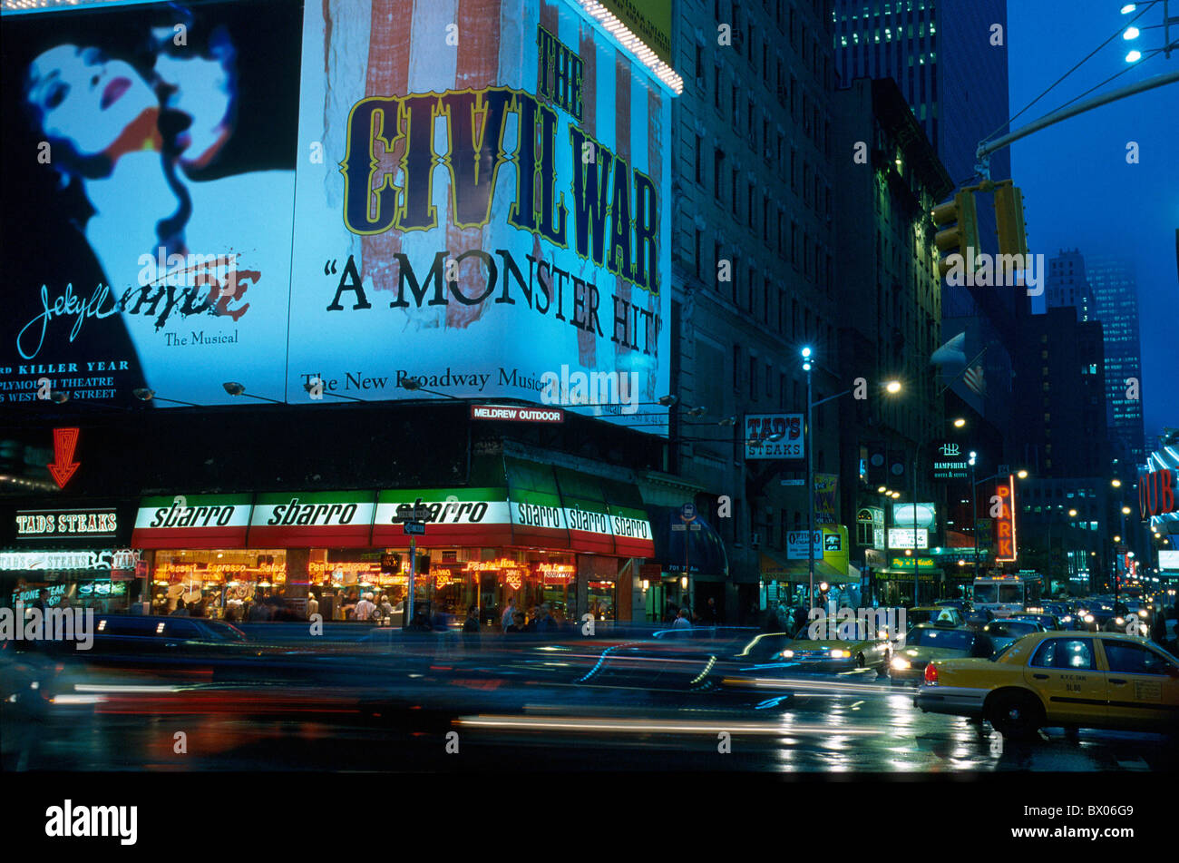 at night Manhattan New York night street street scene Times Square ...