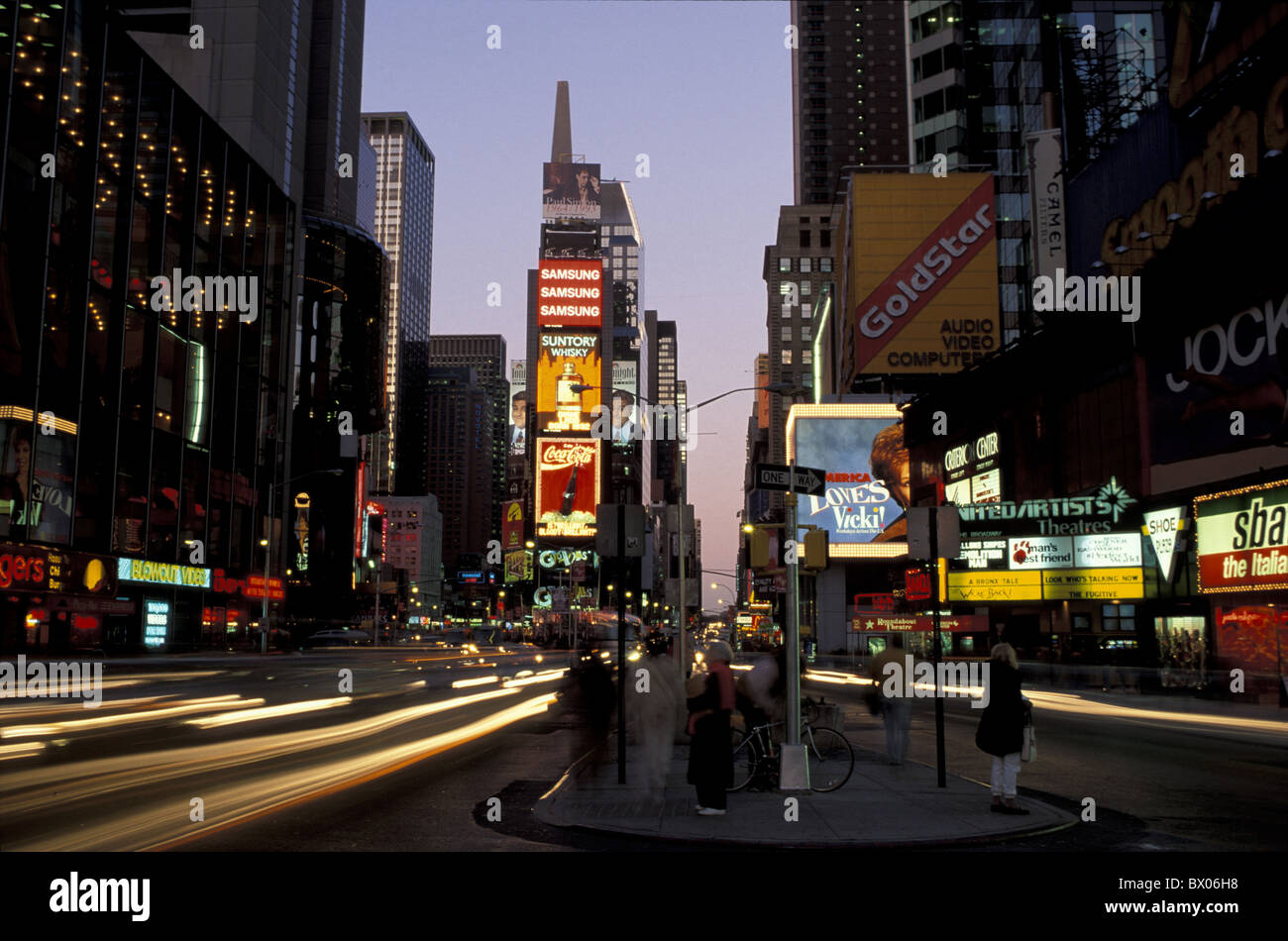 at night Manhattan New York night passerby street street scene Times ...
