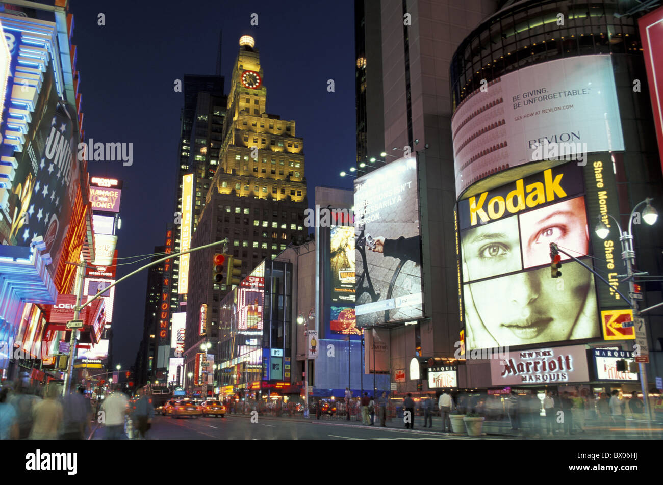 at night Manhattan New York night passerby street street scene Times ...