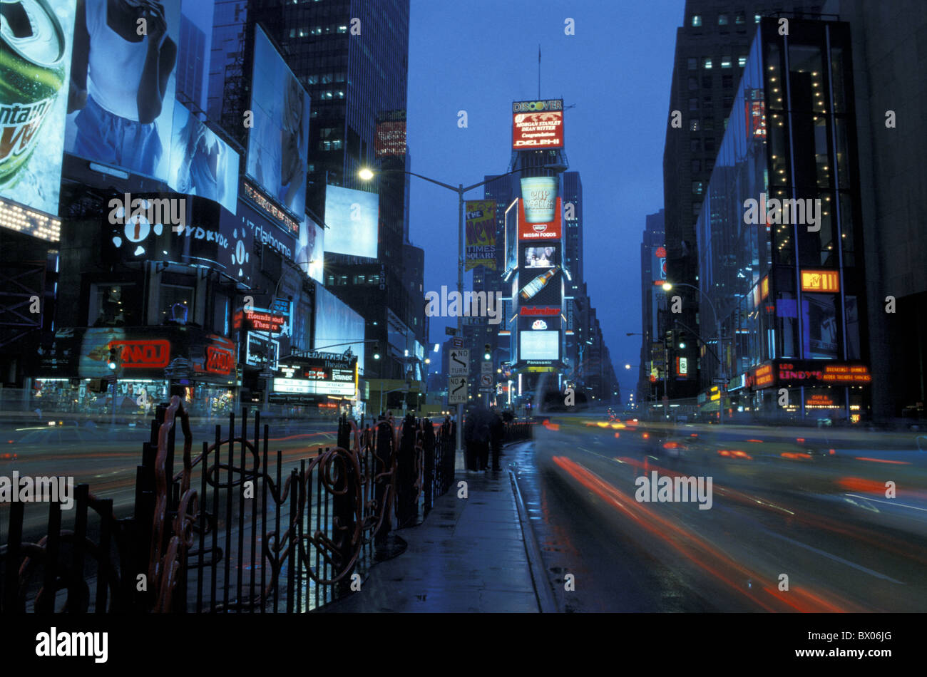 at night Manhattan New York night passerby street street scene Times ...