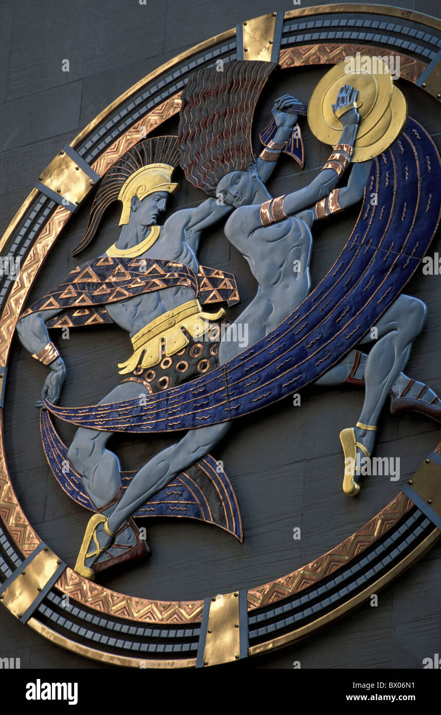 decoration detail Manhattan New York shield sign Rockefeller Center USA ...