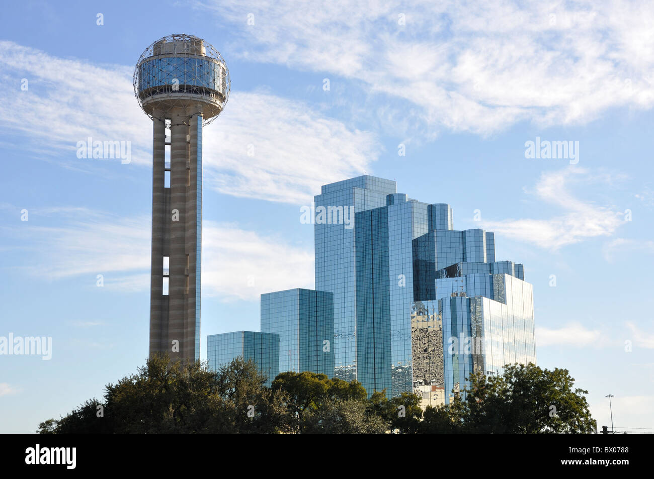 Reunion Tower and Hyatt Regency Hotel, Dallas, Texas, USA Stock Photo ...